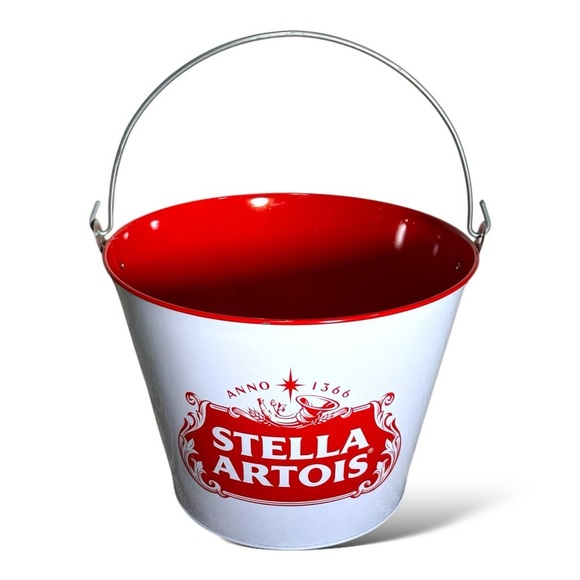Stella Artois | Dining | Stella Artois Red White Metal Beer Ice Bucket ...